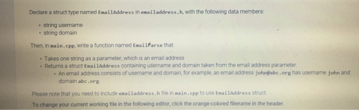 Solved Declare a struct type named EmailAddress in | Chegg.com