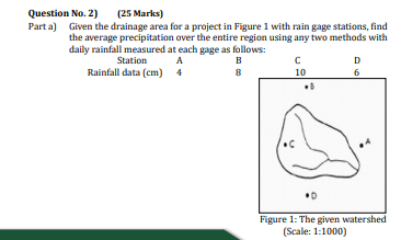 Solved Question No. 2) (25 Marks) Parta) Given the drainage | Chegg.com