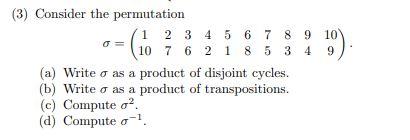 (3) Consider the permutation | Chegg.com