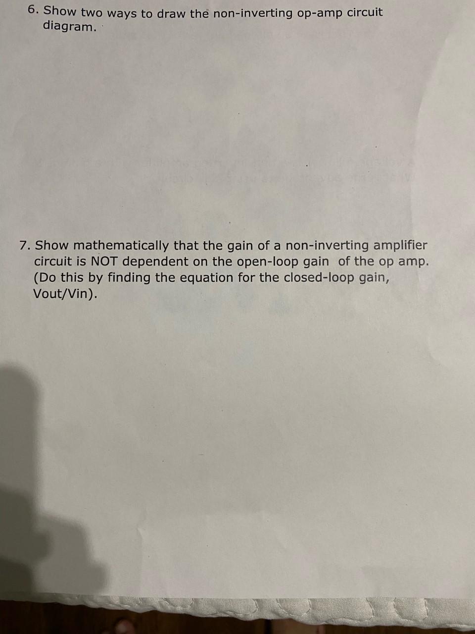 Solved 6. Show two ways to draw the non-inverting op-amp | Chegg.com