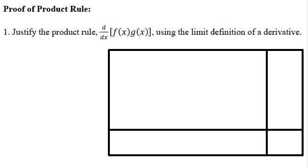 Solved 1. Justify the product rule, dxd[f(x)g(x)], using the | Chegg.com
