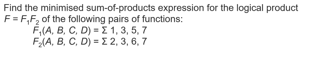 Solved Find the minimised sum-of-products expression for the | Chegg.com