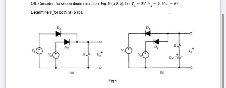 Solved Q9. Consider the silicon diode circuits of Fig. 9 (a | Chegg.com
