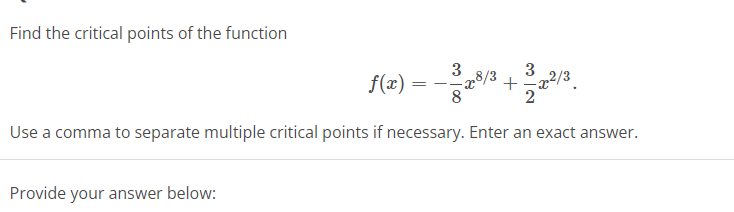Solved Find the critical points of the | Chegg.com