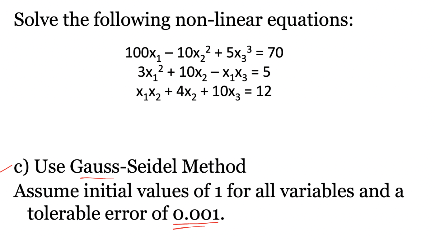 Solved Solve the following non-linear equations: | Chegg.com