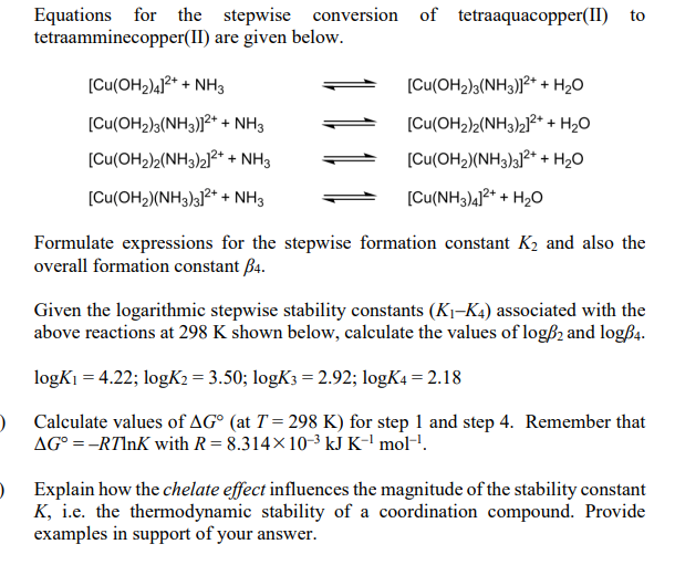 Solved Equations for the stepwise conversion of | Chegg.com