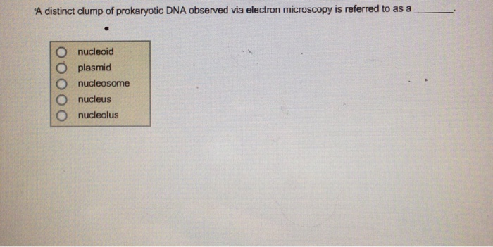 Solved A distinct clump of prokaryotic DNA observed via | Chegg.com