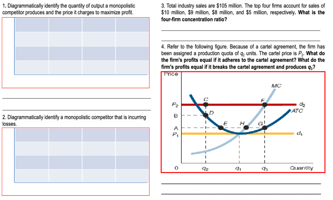 1. Diagrammatically identify the quantity of output a | Chegg.com