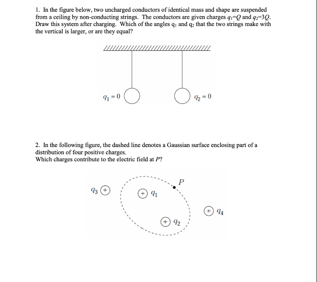 Solved 1. In the figure below, two uncharged conductors of | Chegg.com