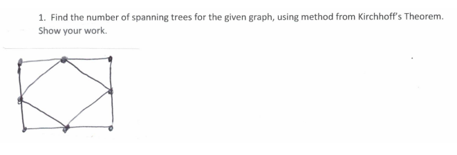 Solved 1. Find the number of spanning trees for the given | Chegg.com