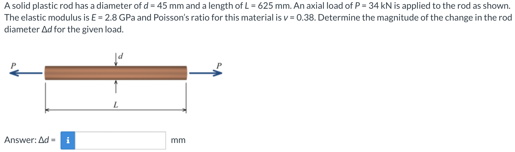 Solved A solid plastic rod has a diameter of d = 45 mm and a | Chegg.com