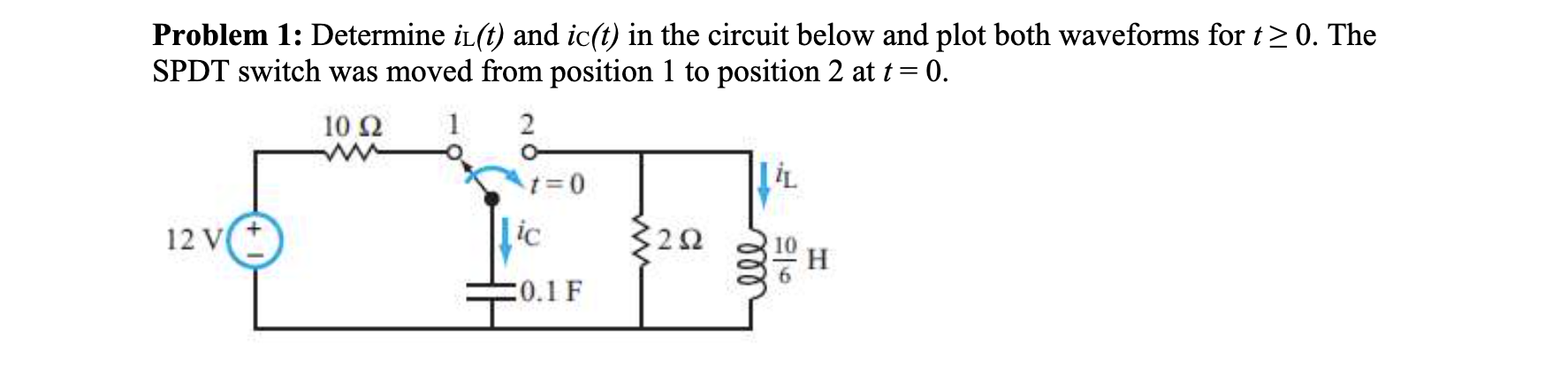Solved Problem 1: Determine il(t) and ic(t) in the circuit | Chegg.com