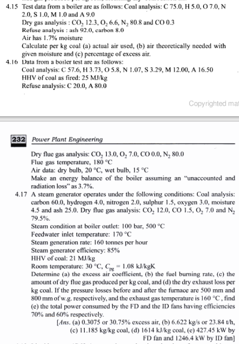 Solved 4.15 Test data from a boiler are as follows: Coal | Chegg.com