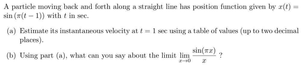Solved A particle moving back and forth along a straight | Chegg.com