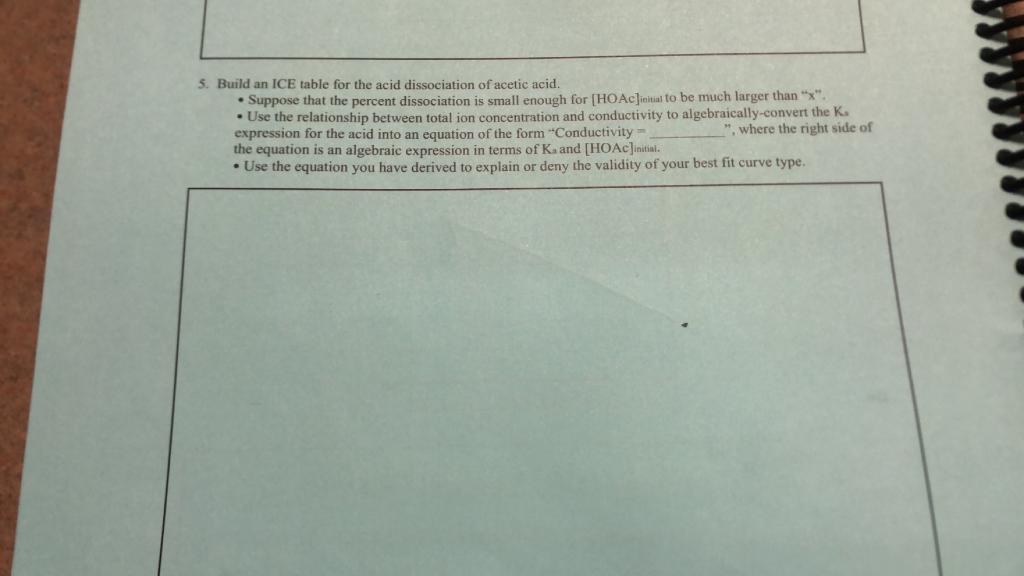 Solved 5. Build an ICE table for the acid dissociation of | Chegg.com