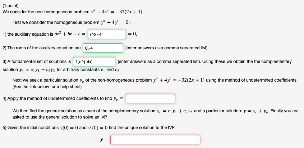 Solved (1 point) We consider the non-homogeneous problem | Chegg.com