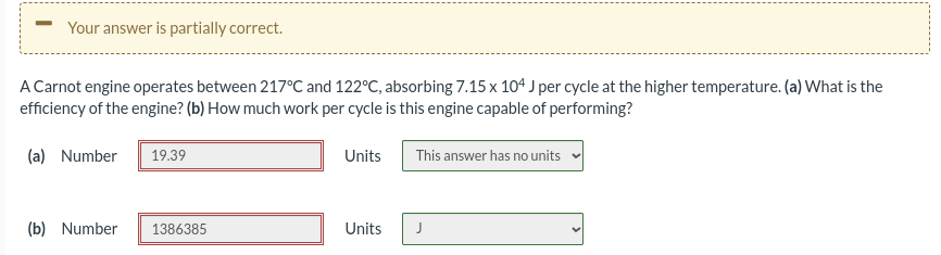 Solved for efficiency I used the equation 1 - (TL / TH) and | Chegg.com