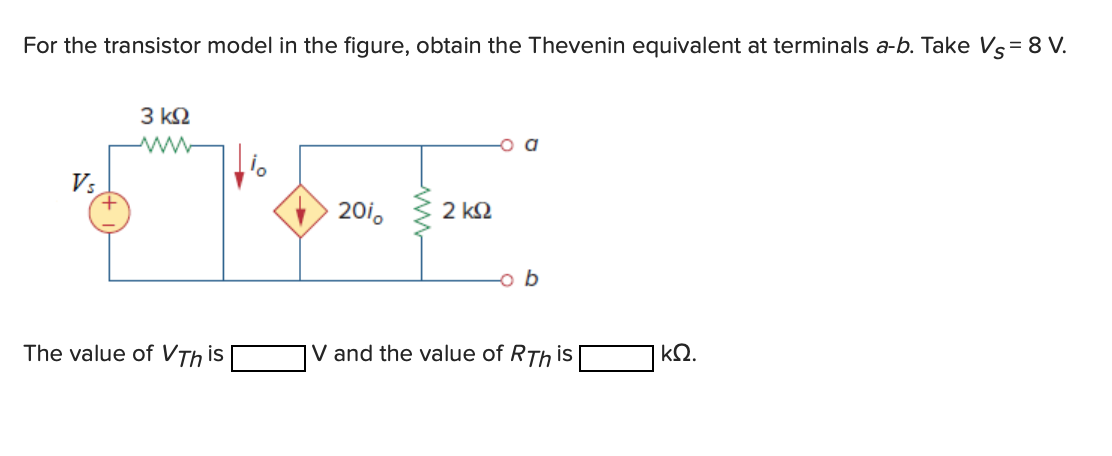 Solved For the transistor model in the figure, obtain the | Chegg.com
