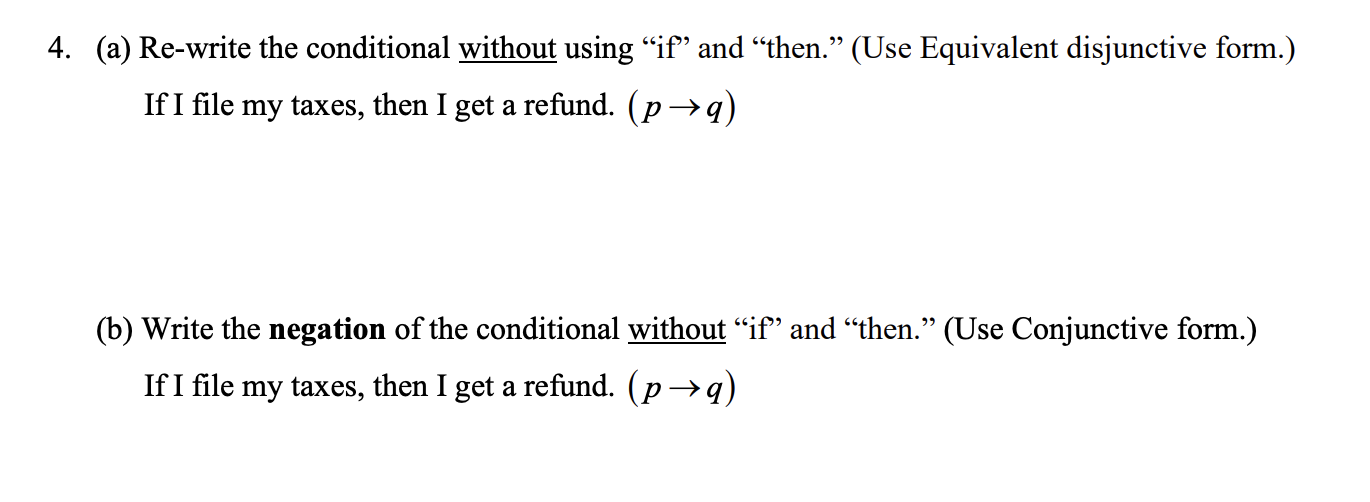 Solved (a) Re-write the conditional without using "if" and | Chegg.com