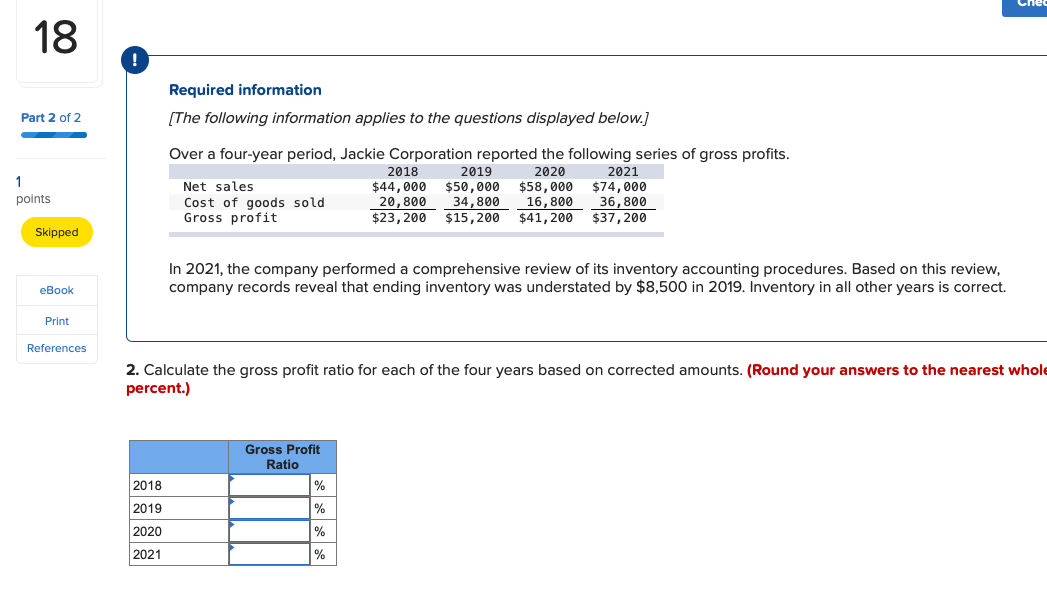 Solved Ches 18 ! Required information Part 2 of 2 (The | Chegg.com