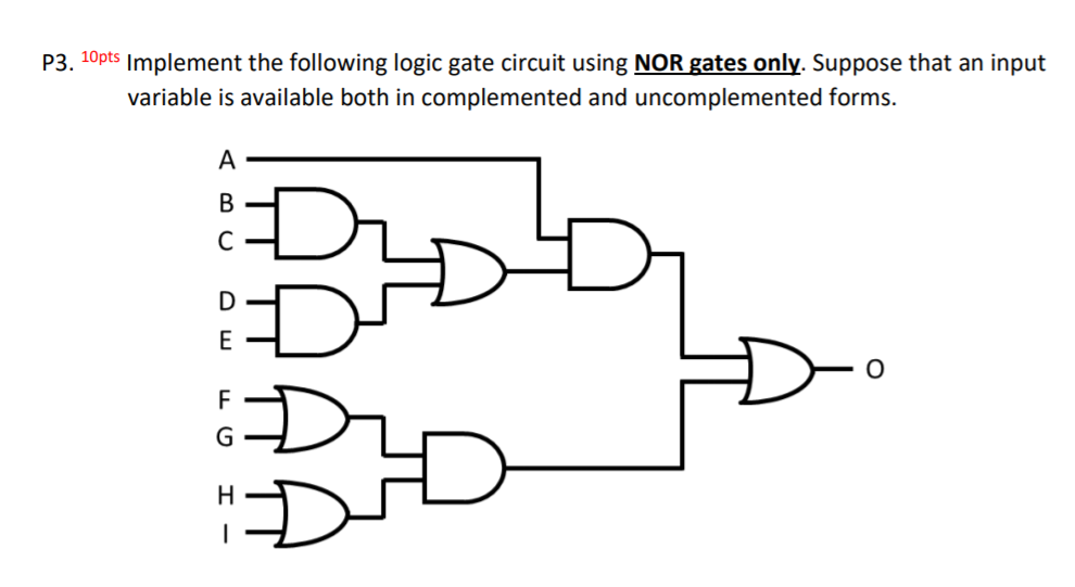 Solved P3. 10pts Implement the following logic gate circuit | Chegg.com