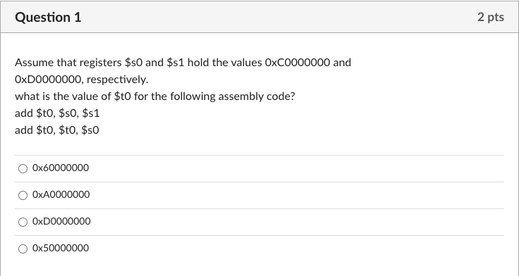Solved Assume that registers $s0 and $s1 hold the values | Chegg.com