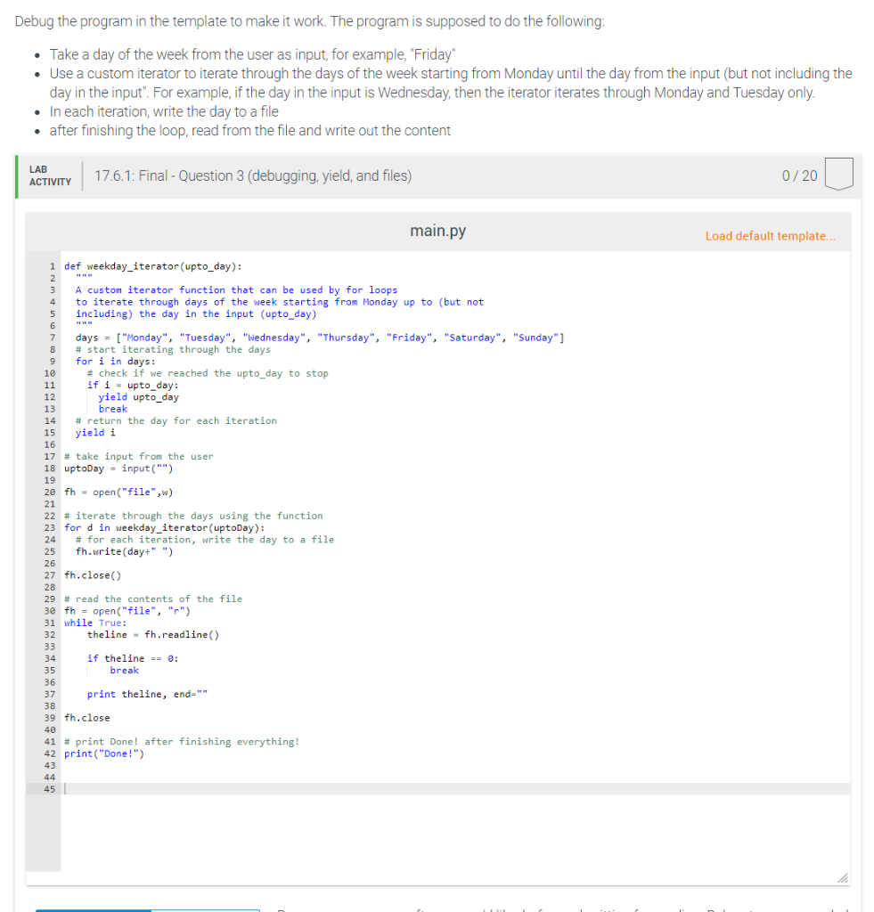 Solved Debug the program in the template to make it work. | Chegg.com