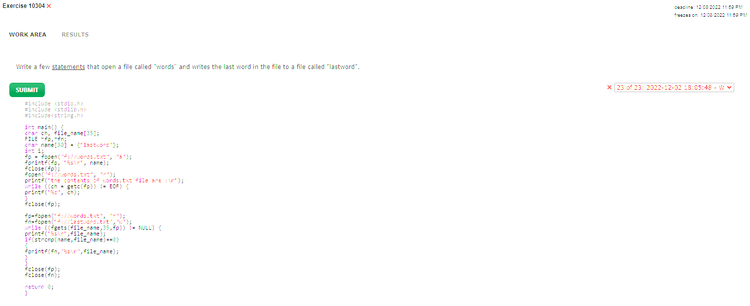 Solved In C; Write a few statements that open a file called | Chegg.com