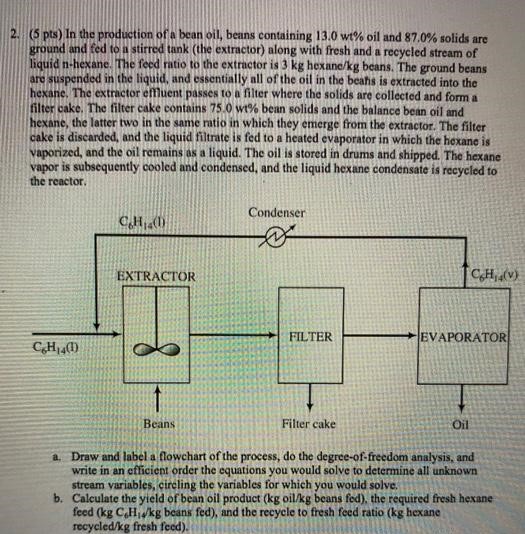 Solved ( 5pts ) In the production of a bean oil, beans | Chegg.com