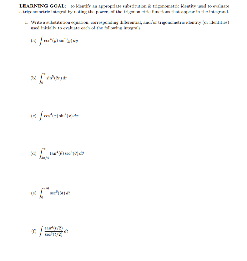 Solved LEARNING GOAL: to identify an appropriate | Chegg.com