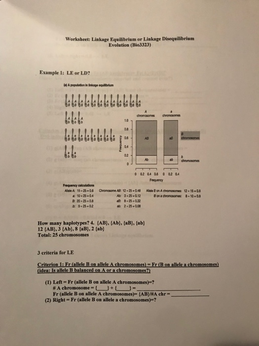 Solved Worksheet: Linkage Equilibrium or Linkage | Chegg.com