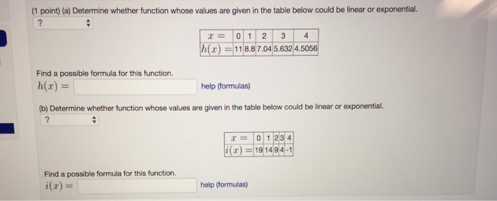 Solved (1 point) (a) Determine whether function whose values | Chegg.com