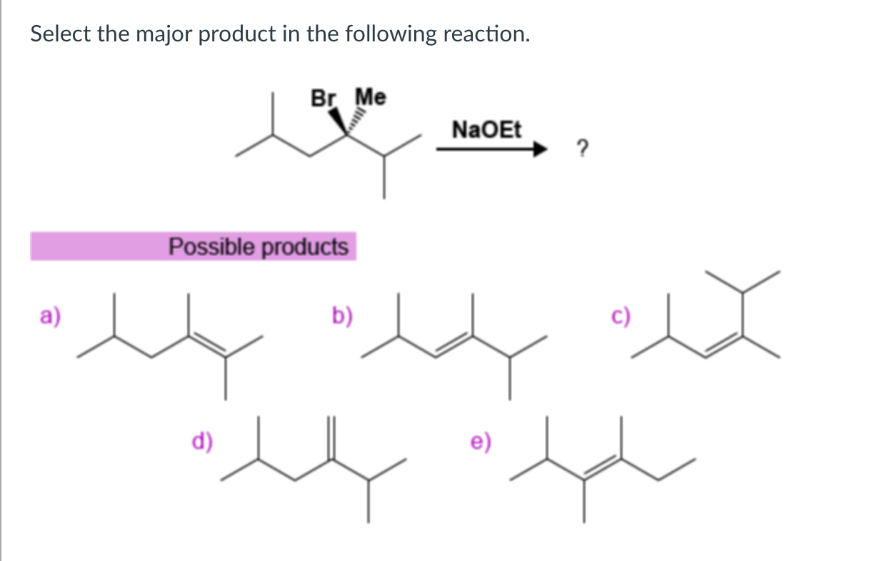 Solved Predict the major product for the following reaction. | Chegg.com