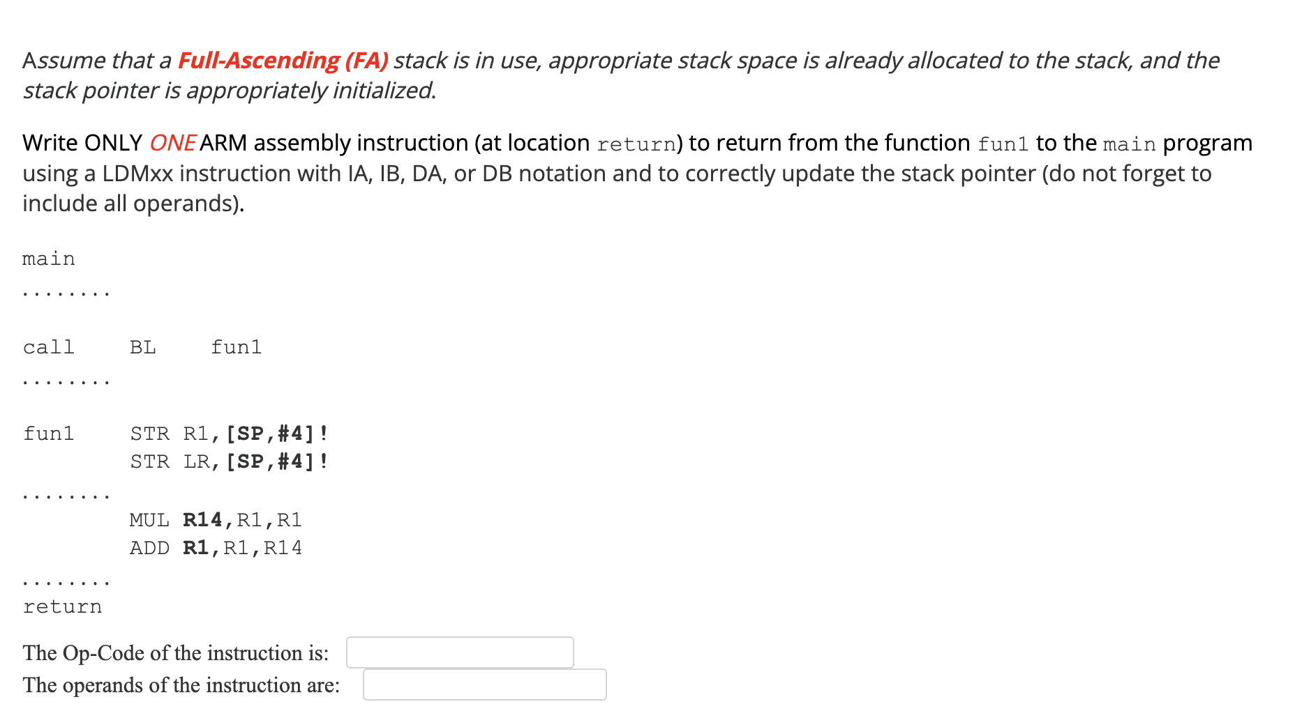 Solved Assume that a Full-Ascending (FA) stack is in use, | Chegg.com