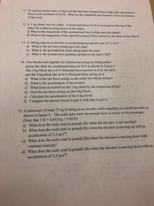Solved 11. At a given instant time, a 5-kg rock that has | Chegg.com