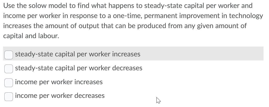 Solved Use the solow model to find what happens to | Chegg.com