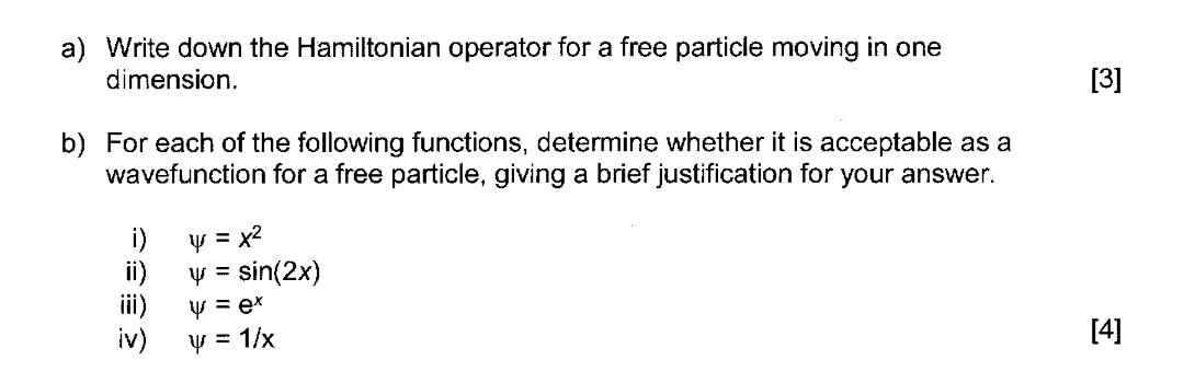Solved a) Write down the Hamiltonian operator for a free | Chegg.com