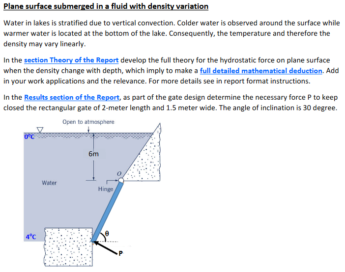 Solved Plane surface submerged in a fluid with density | Chegg.com