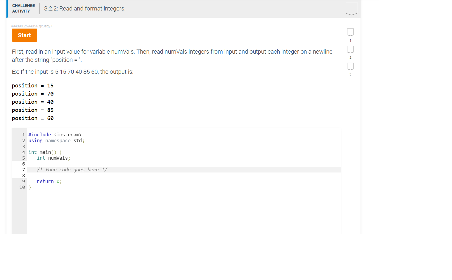 Solved 494090.2694856.q×3zqy7 First, read in an input value | Chegg.com