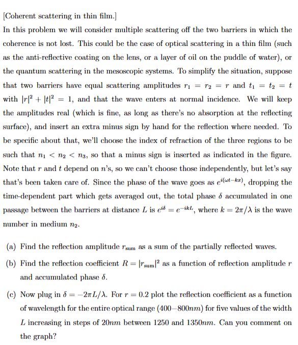 Solved [Coherent scattering in thin film.] In this problem | Chegg.com