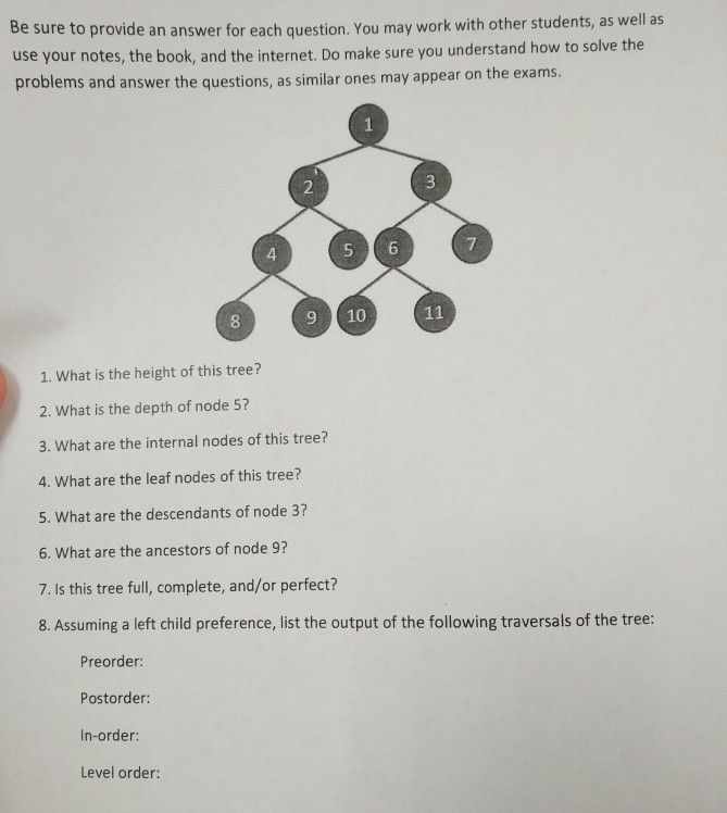 Solved Be sure to provide an answer for each question. You | Chegg.com