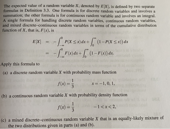 Solved The expected value of a random variable X, denoted by | Chegg.com