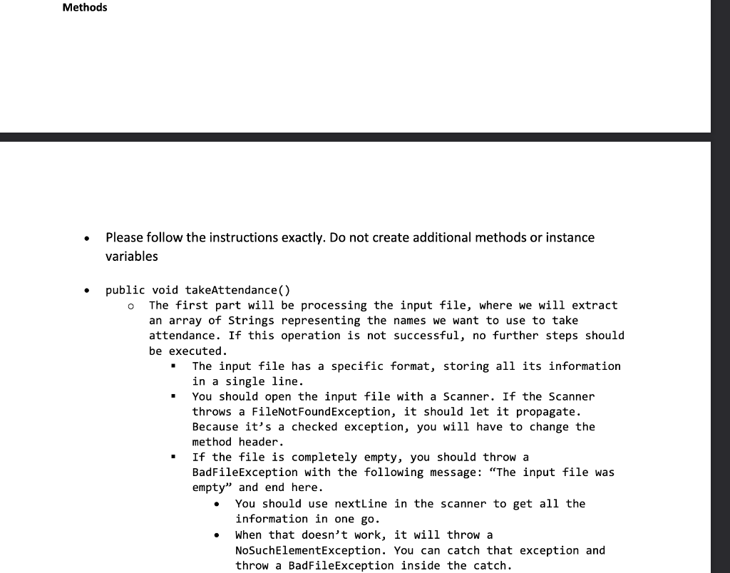 Solution Description Part 1: Exceptions Create | Chegg.com
