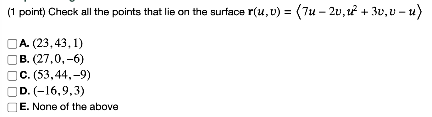 Solved (1 point) Check all the points that lie on the | Chegg.com