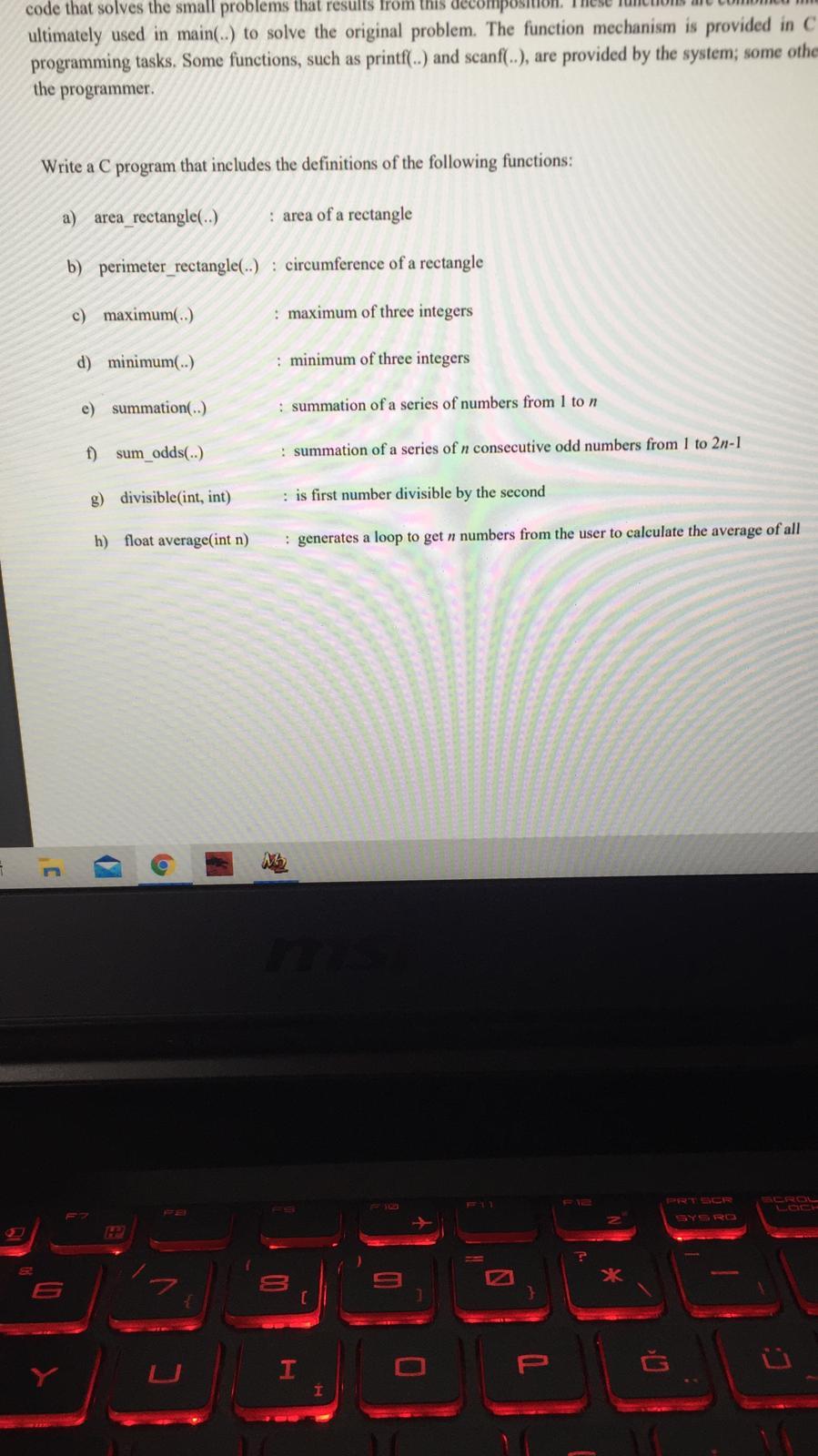 Solved code that solves the small problems that results from | Chegg.com