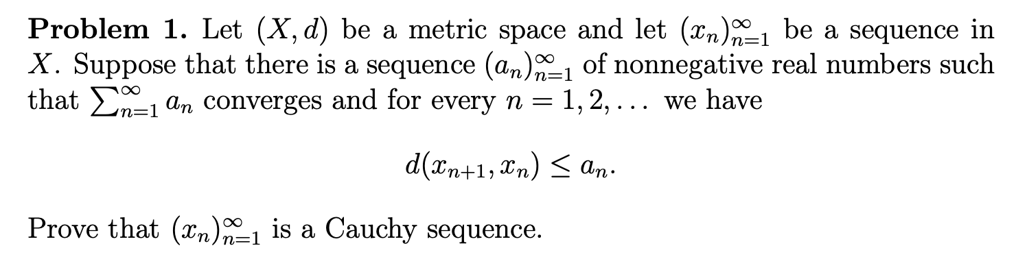 Solved Problem 1. Let (X,d) be a metric space and let | Chegg.com