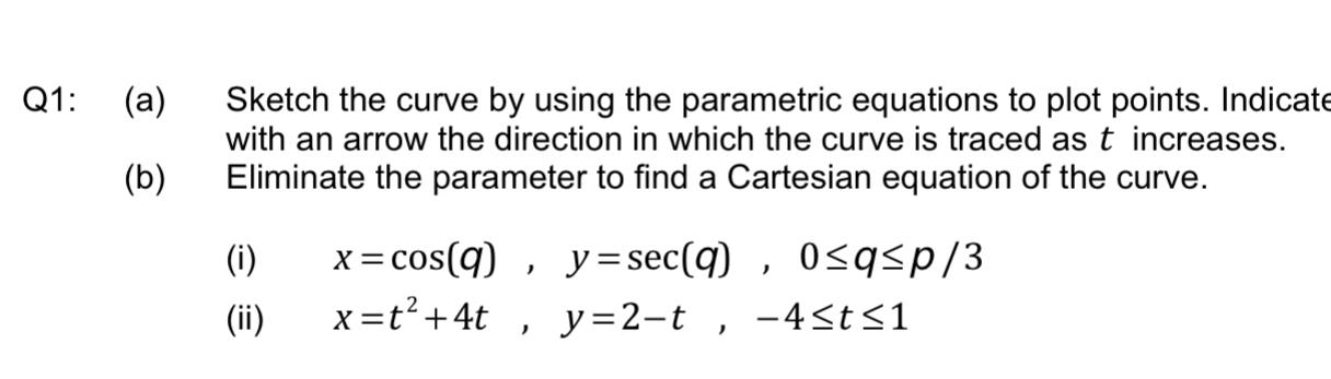 Solved A Sketch The Curve By Using The Parametric
