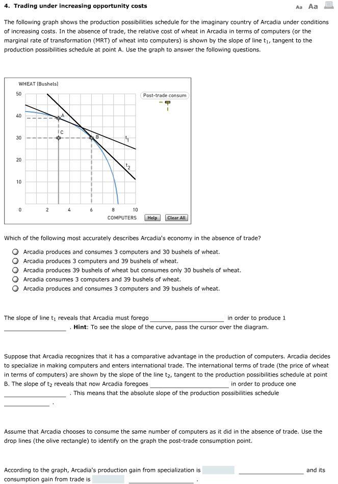 Solved 4. Trading under increasing opportunity costs Aa Aa | Chegg.com