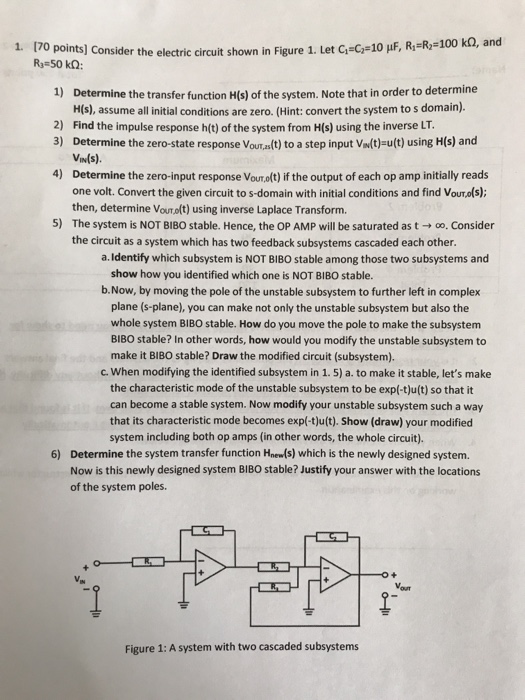 Solved ider the electric circuit shown in Figure 1. Let | Chegg.com