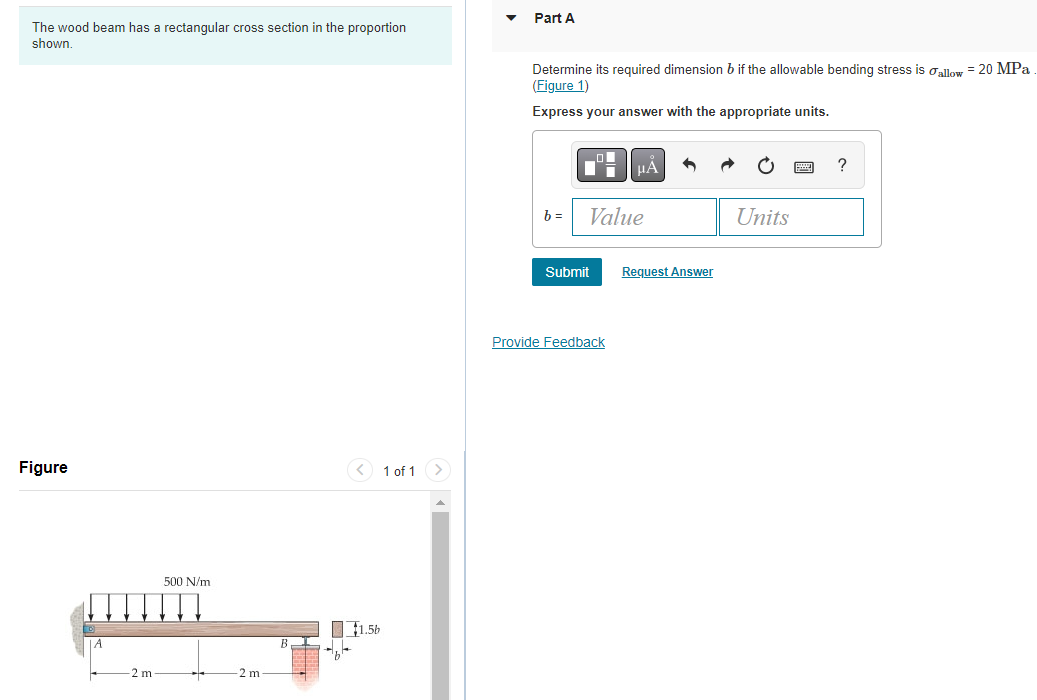 Solved The wood beam has a rectangular cross section in the | Chegg.com